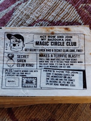 Sk10 Bazooka Joe wax wrapper Magic Circle Club White | eBay