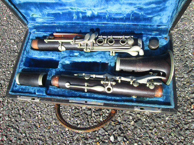 Vintage 1920s Harry Pedler & Co Elkhart WOOD Clarinet & CASE COMPLETE ...