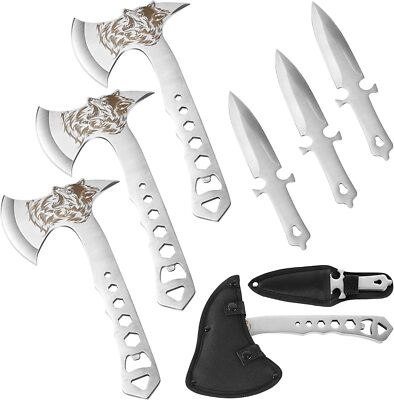 3PCS Throwing Axes Tomahawks with Bottle Opener and Nylon Sheath for ...