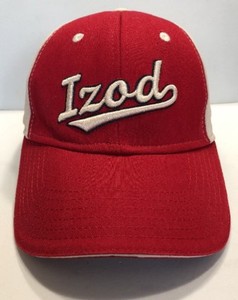 Izod Cap Hat Adult Adjustable Red Ivory Vintage Look 100% Cotton | eBay