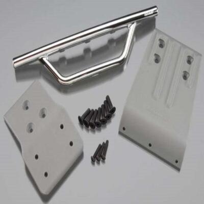 RPM 80023 Front Bumper Chrome & Skid Plate Gray Traxxas Slash 4X4 | eBay