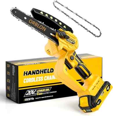6" Mini Cordless Handheld Electric Chain W/ Saw Security Lock ...