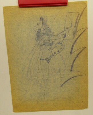 Vintage Amateur Drawing Art Sexy French Madam Artist Painting Bikini ...