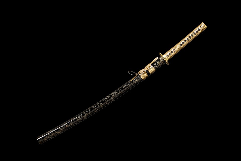 Gold Katana 1095 Carbon Steel Battle Ready Japenese Samurai Sharp ...