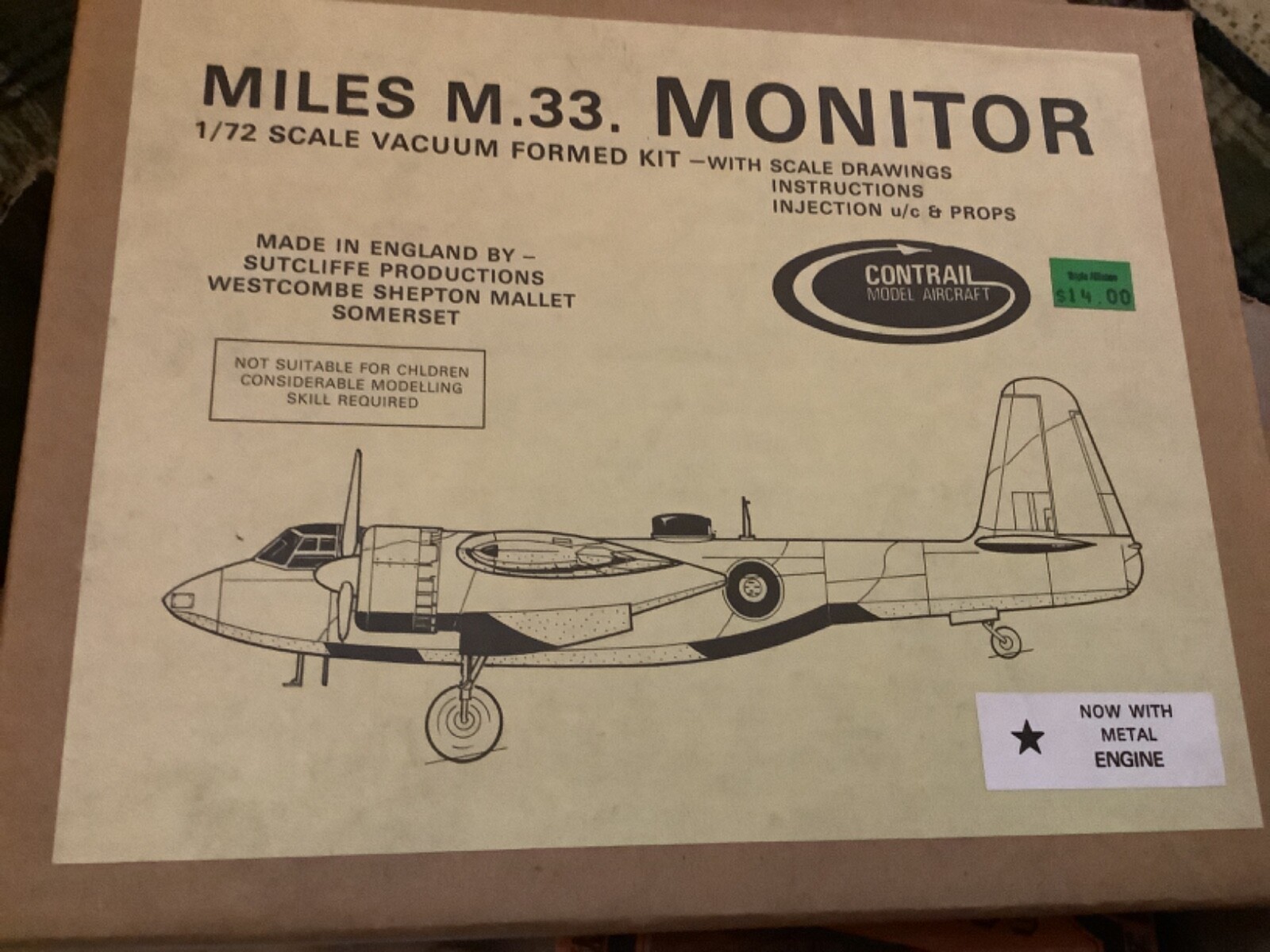 MILES M 33 MONITOR 1/72 CONTRAIL VACUUM FORMED PLASTIC MODEL KIT -NIB ...