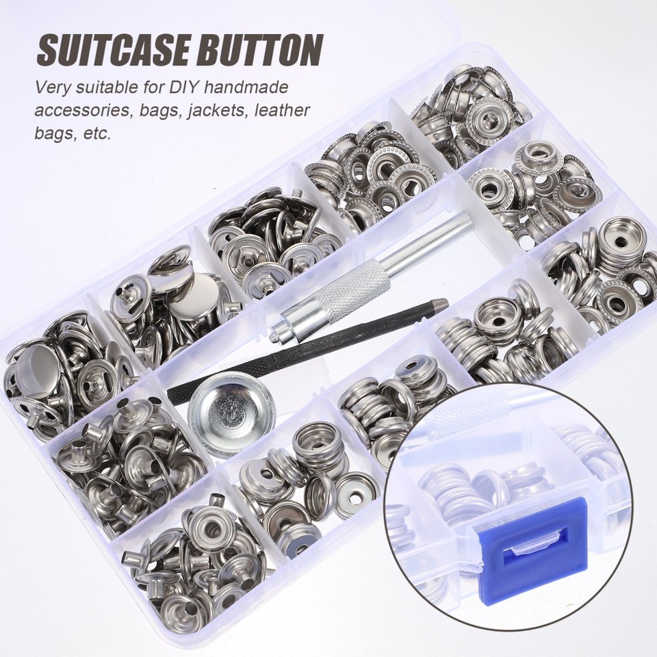 Snap Fastener Kit for Clothing Sew on Snaps Clothes Button Bag Clasps ...
