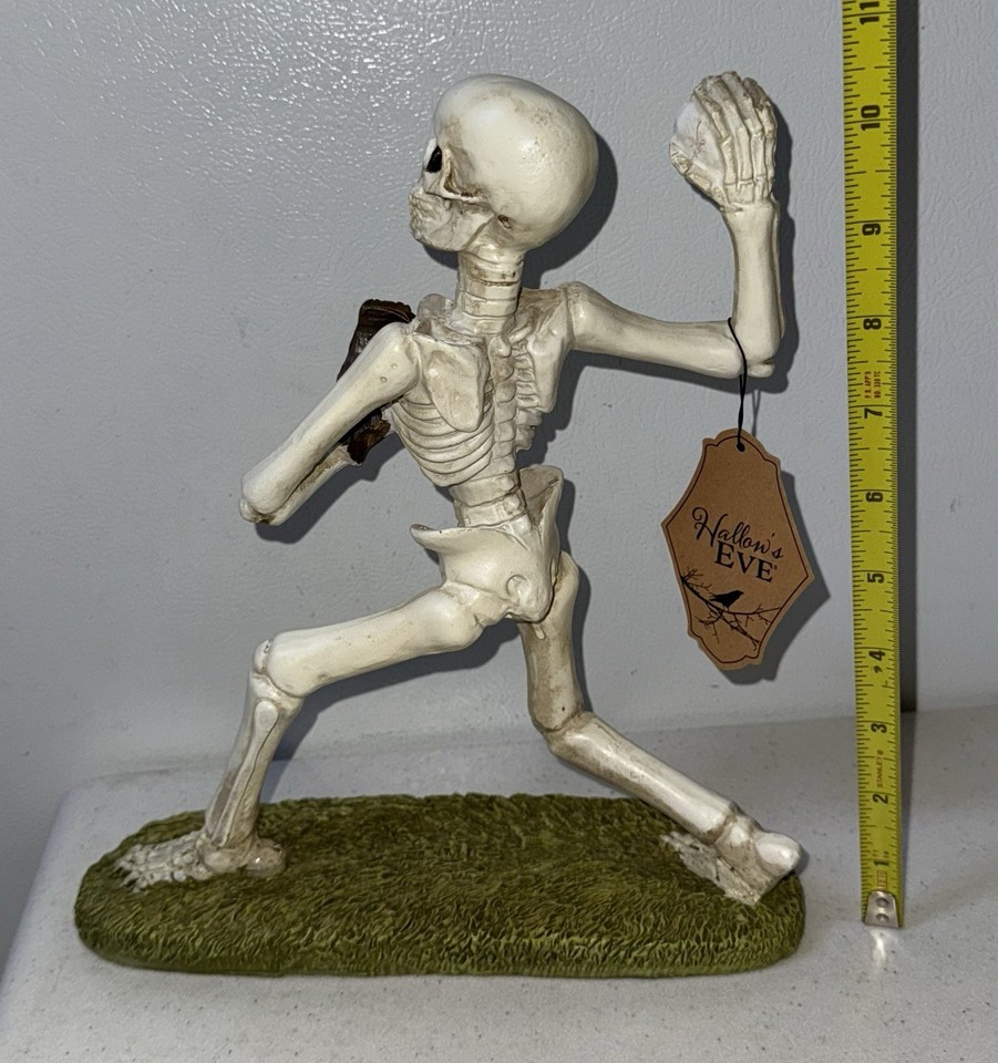 Hallow's Eve Baseball Skeleton Figurine NWT | eBay