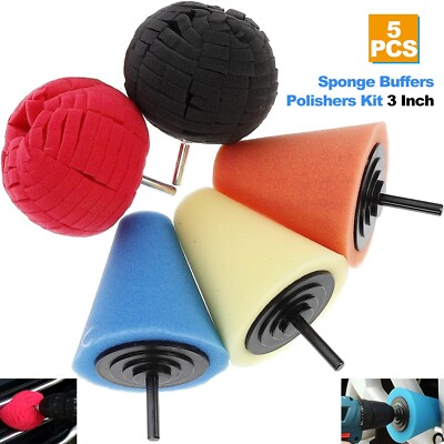 Foam Drill Polishing Cone Ball Pads Kit Car Hub Waxing Buffing Wheel ...