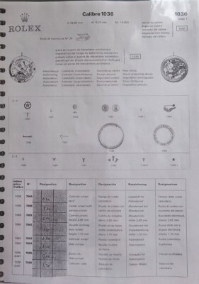Rolex Cal 1035 1036 1036GMT 1055 1065 1066 Watch Movement Parts | eBay