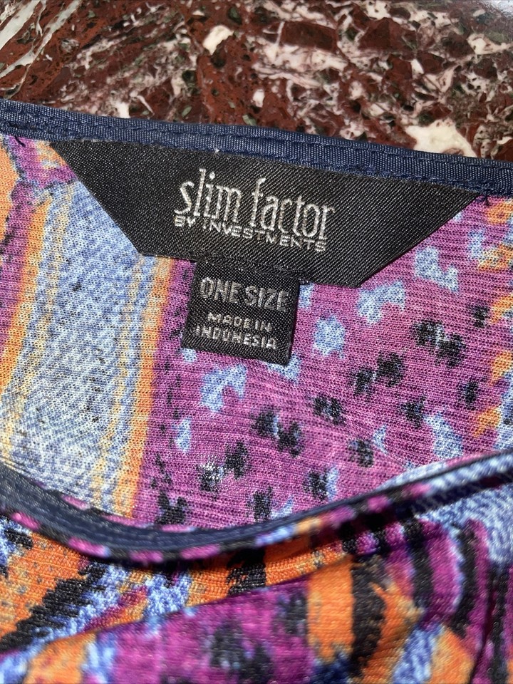 Women's Slim Factor by Investments Purple Aztec Poncho Cape Top Nylon ...