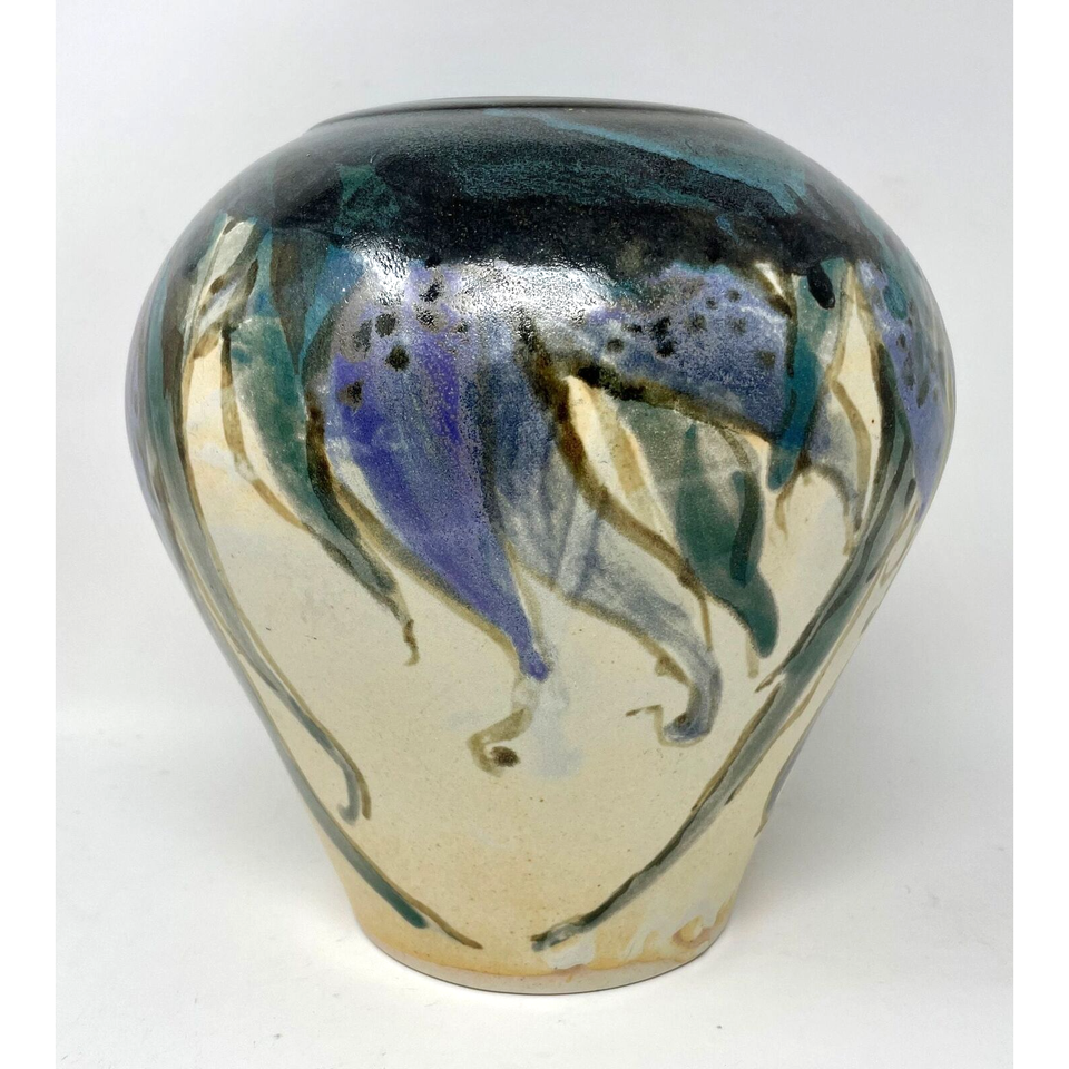 Ruth Allan Studio Pottery Vase, Hand Painted Lillies, 1984, Artist ...