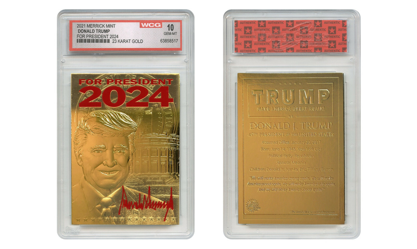 DONALD TRUMP 2024 Save America 23K GOLD SIGNATURE Card - Graded GEM ...