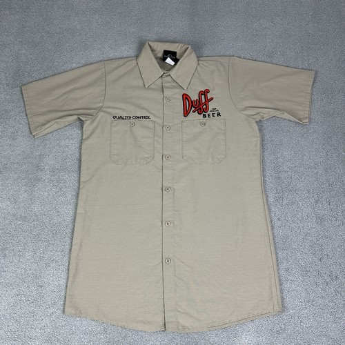 The Simpsons Duff Beer Shirt Mens Small Beige Button Up Quality Control ...