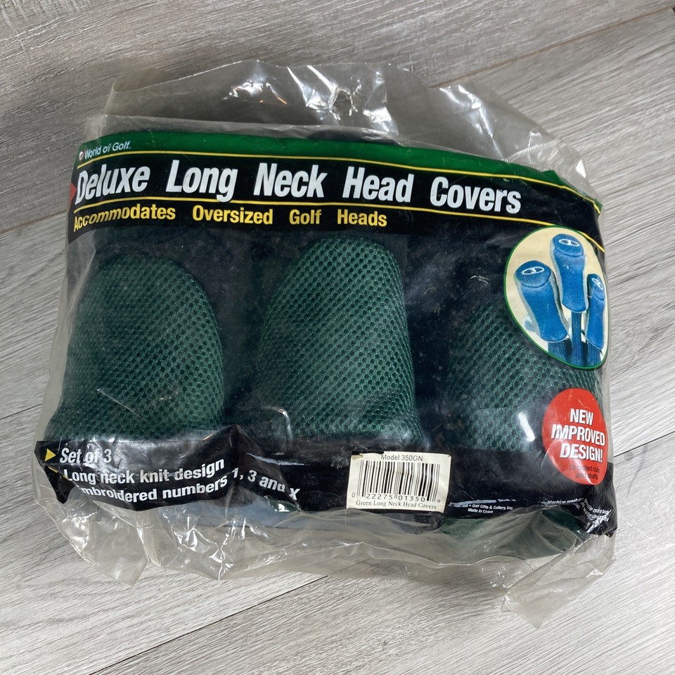 World of Golf Green Deluxe Style Long Neck Head Covers - Set of 3 ...