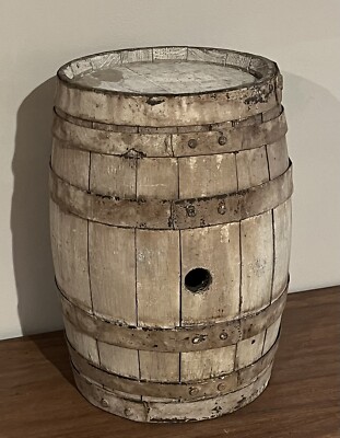 Antique 1800s Wooden Wine Whiskey Keg Handmade Stave Primitive Barrel ...