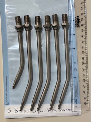 6 DENTAL 5 & 6 1/2" SURGICAL SUCTION TIP 10mm SCREW ON STAINLESS BANDIT ...