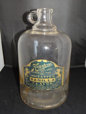 Antique Jar KEYSTONE IMITATION VANILLA FLAVOR Bottle Jug w/Label ...