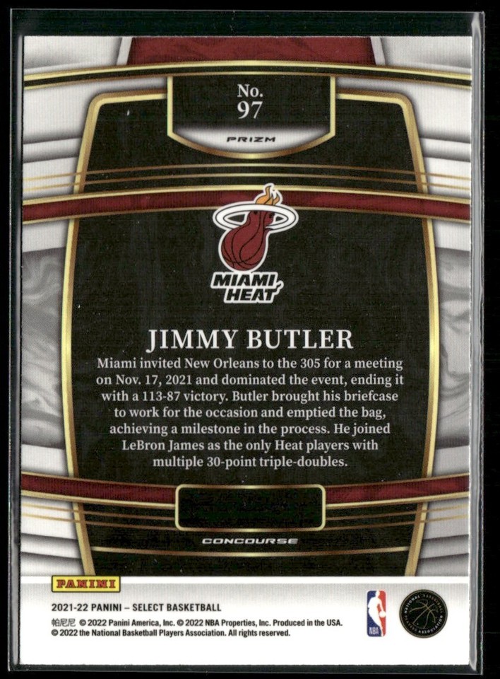 2021-22 Panini Select Silver Concourse Jimmy Butler Miami Heat #97 | eBay