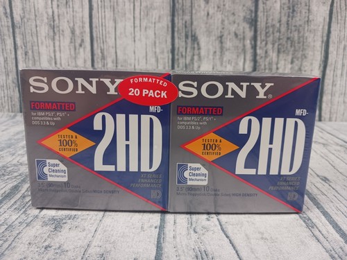 Sony 3.5" Floppy Disks (10MFD-2HD) IBM Formatted (20-Pack) Brand New ...