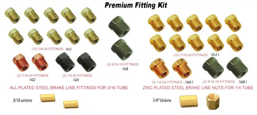 Standard SAE Inv Flare Brake Line Nuts Assortment 3/16 1/4 Kit Set with ...
