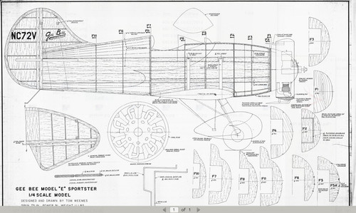 Gee Bee "E" Sportster 122 inch Giant Scale RC AIrplane Printed Plans | eBay