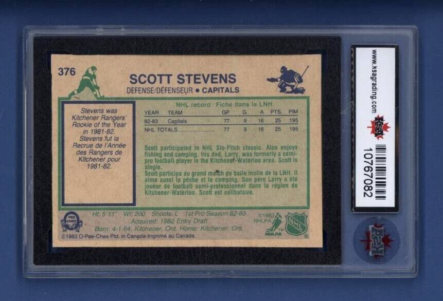 1983-84 OPC #376 SCOTT STEVENS (rc) KSA 8 NMM Washington Capitals ...