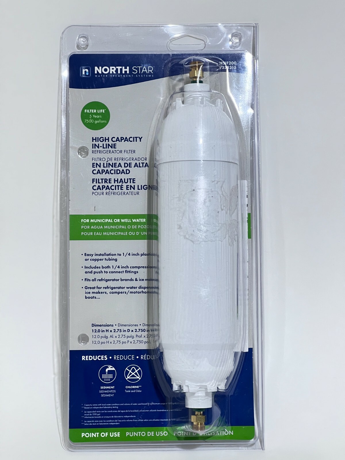 North Star NSIF200 Water Filtration In-line Refrigerator Filter for ...