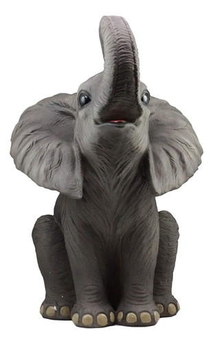 Ebros Ruby The Elephant Sitting Pretty with Trunk Up Large Statue 17" Tall | eBay