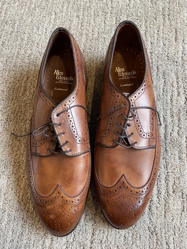 Allen Edmonds Lombard 2622 Walnut Calf Brown Leather Wingtip Derby Men ...