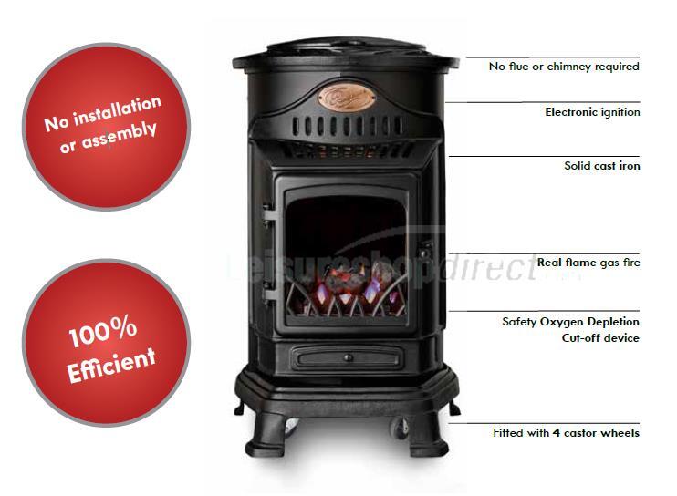 Provence Portable Flueless 3.4KW Log Effect Calor Gas Stove Heater ...