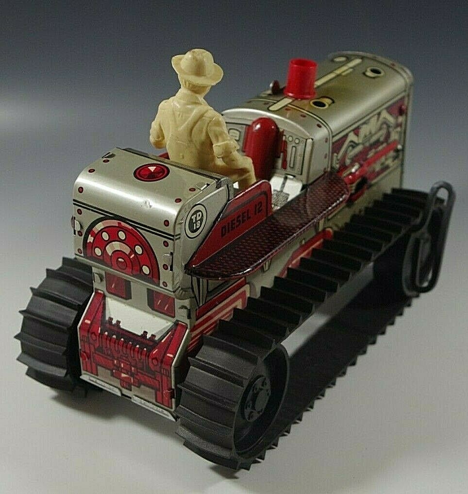 1950's MARX CLIMBING TRACTOR SPARKLING TRACTOR BLADE HIGHBOY WINDUP TOY ...