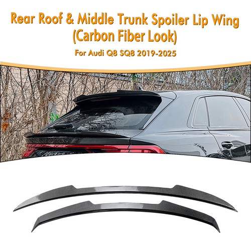 2pcs Rear Trunk Spoiler Lip Wing Roof For Audi Q8 SQ8 2019-2025 Carbon ...