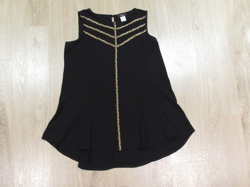 Vera Rose Maternity ~ Black Sleeveless Top Blouse ~ Pink Flower Trim ...