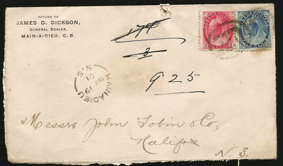 1901 CANADA REG. MAIL COVER FRANKED QUEEN VICTORIA STAMPS JOHN TOBIN ...
