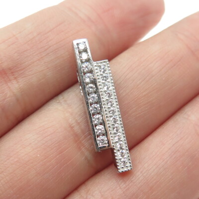 HAN 925 Sterling Silver Round-Cut C Z Multi-Bar Slide Pendant | eBay