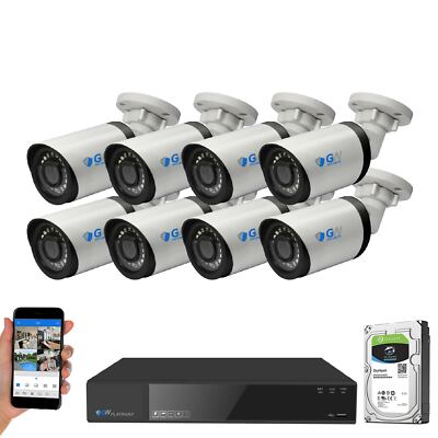 8 Channel NVR 8 5MP H.265+ PoE IP Microphone AI Bullet Security Camera ...
