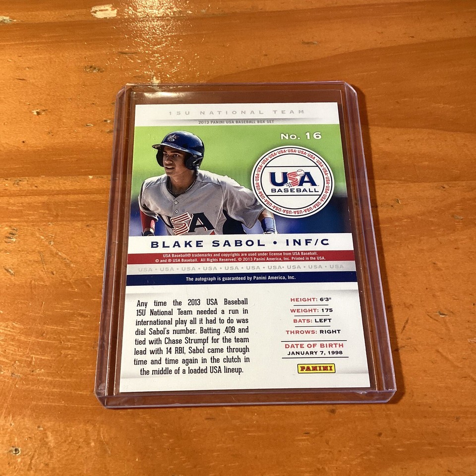 2013 Panini USA Baseball Blake Sabol Autograph Card #/299 | eBay