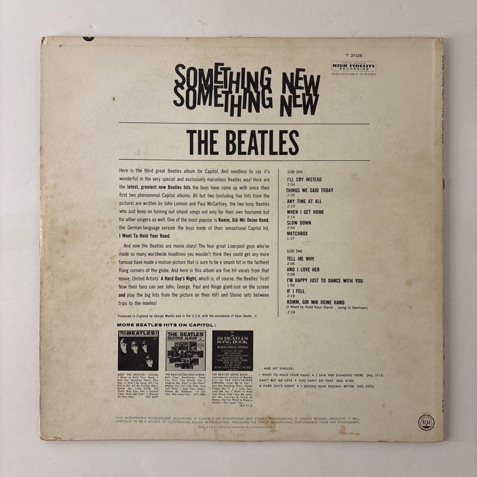 The Beatles “Something New” LP Vinyl Record Album Capitol T-2108 Mono ...