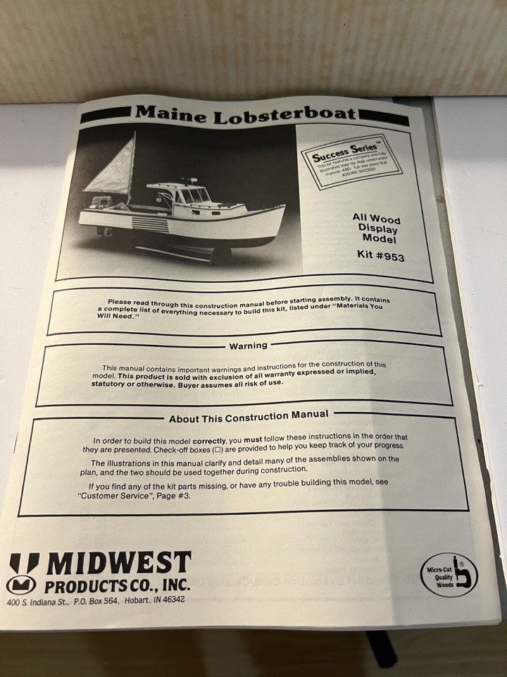 MAINE LOBSTER BOAT Wood Display Model Kit MIDWEST PRODUCTS #953 RARE ...