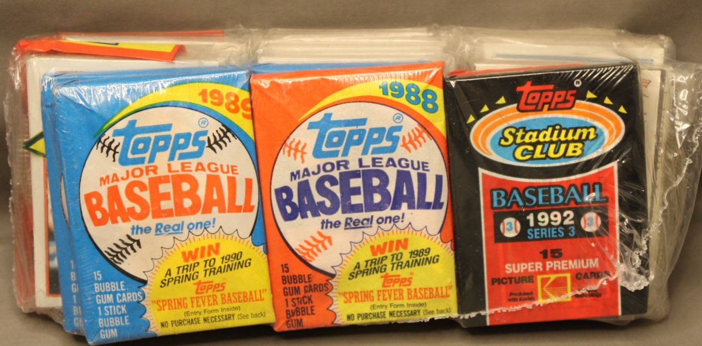 TOPPS 1988,89 & 1992 BASEBALL CARDS ALL SEALED 20 PACKS TOTAL MINT ...