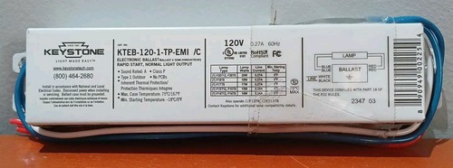 Keystone KTEB-120-1-TP-EMI/C Fluorescent Ballast F18T8 F20T8 F15T8 ...