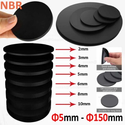 Round Rubber Pads Disc Sheet Gasket Thick 1/1.5/2/3/4/5/6/8/10mm Dia ...