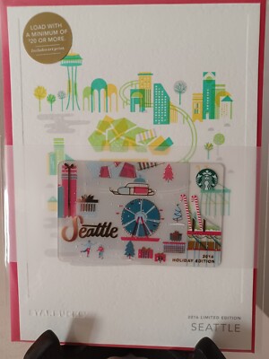 STARBUCKS CARD 2016 " SEATTLE " HOLIDAY EDITION with GREETING CARD~MINT ...
