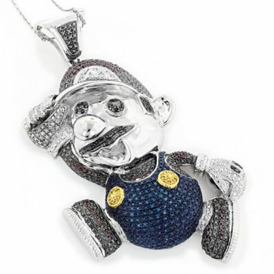 Men's 3.75 CT Round Simulated Diamond Mario Series PENDANT 14K White ...