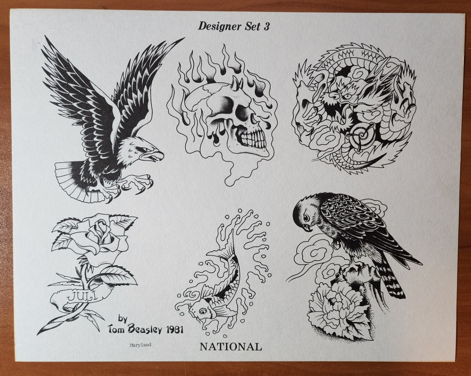 ORIGINAL Traditional Vintage 1981 National Tattoo Flash Sheet Tom ...