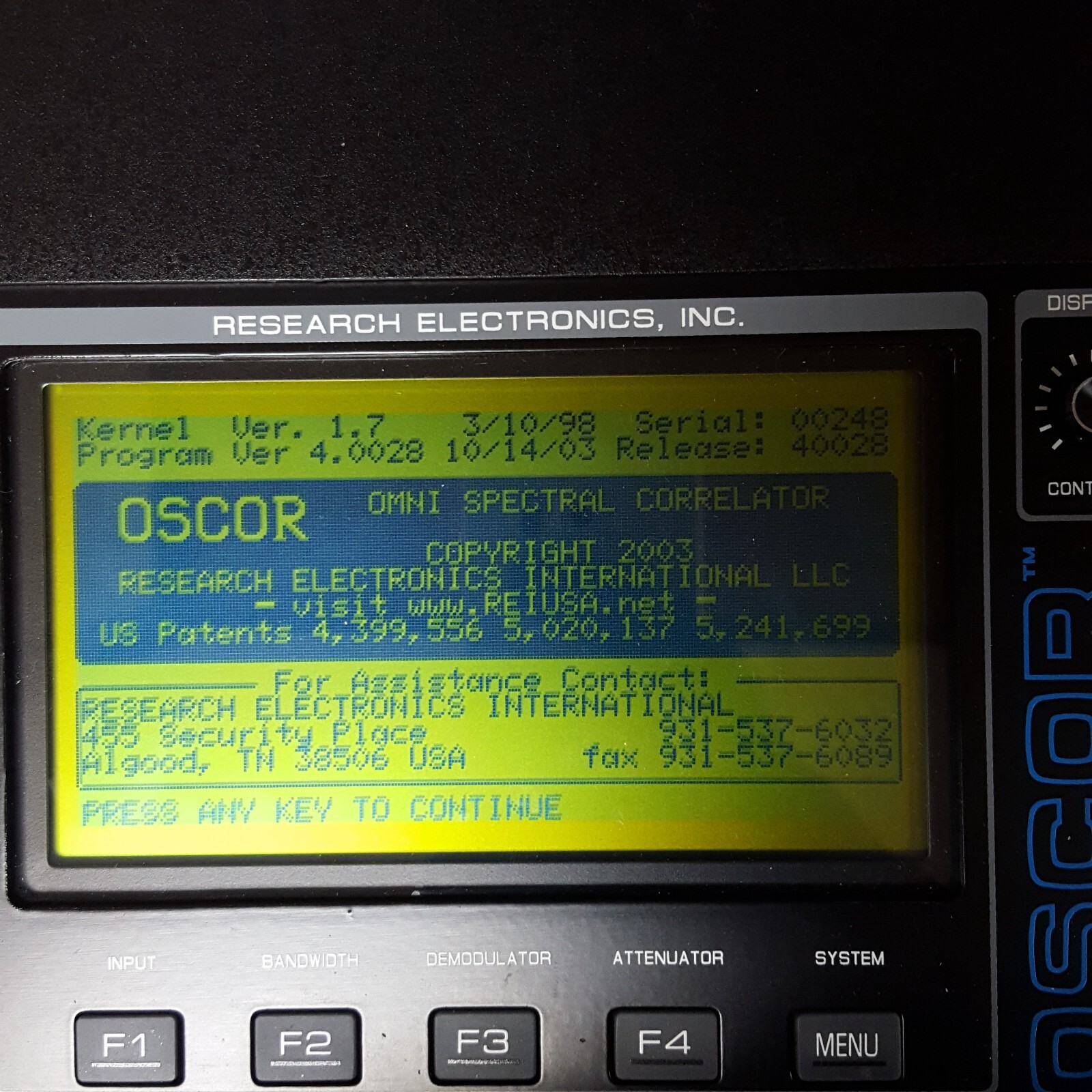REI OSCOR OSC-5000 Omni Spectral Correlator w/PwrCrd & Antn Array - Ver ...