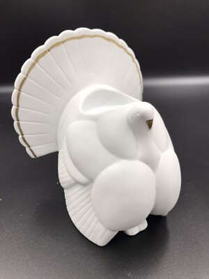 Ceramic Partylite Gobble Gobble Turkey Candle Holder White and Gold | eBay