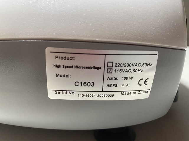 VWR High Speed 15 500 RPM Microcentrifuge C1603 - Lab Counter ...