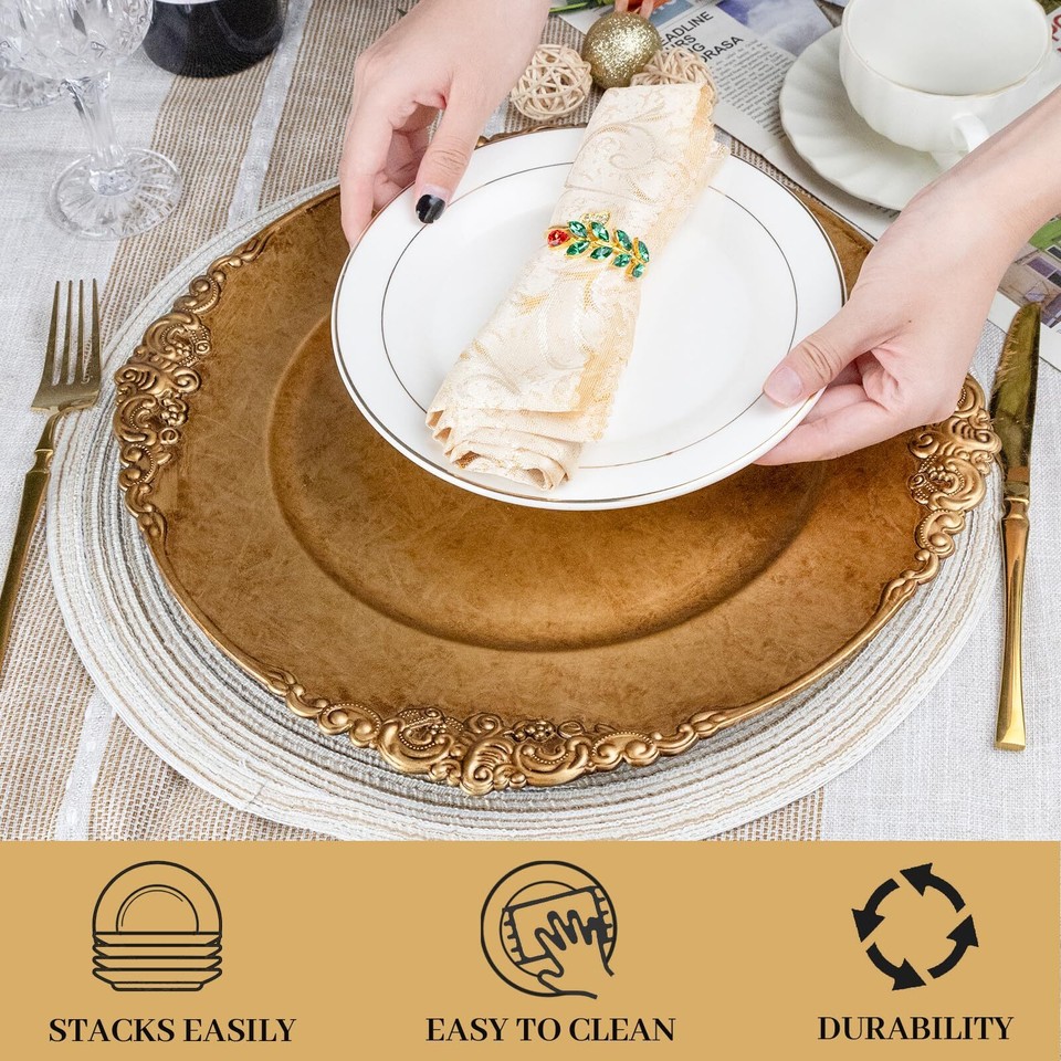 Antique Gold Charger Plates Round Antique Plate Chargers for Dinner ...