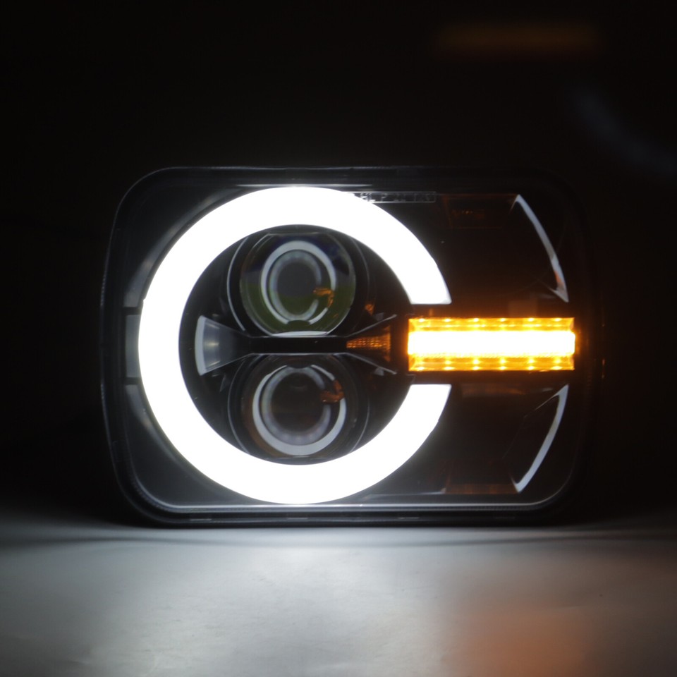 Fit for Ford F150 Bronco 1978-1986 Pair 7x6" Square LED Headlights Turn ...